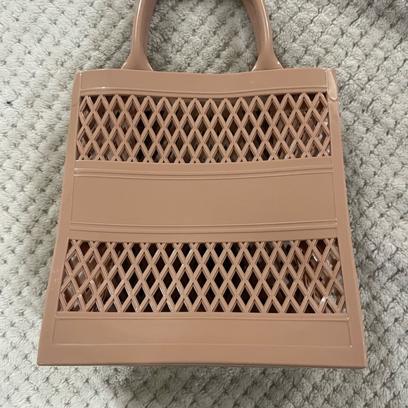 Bags | Chic Mini Jelly Tote Elegant Tan Tote Bag | Poshmark